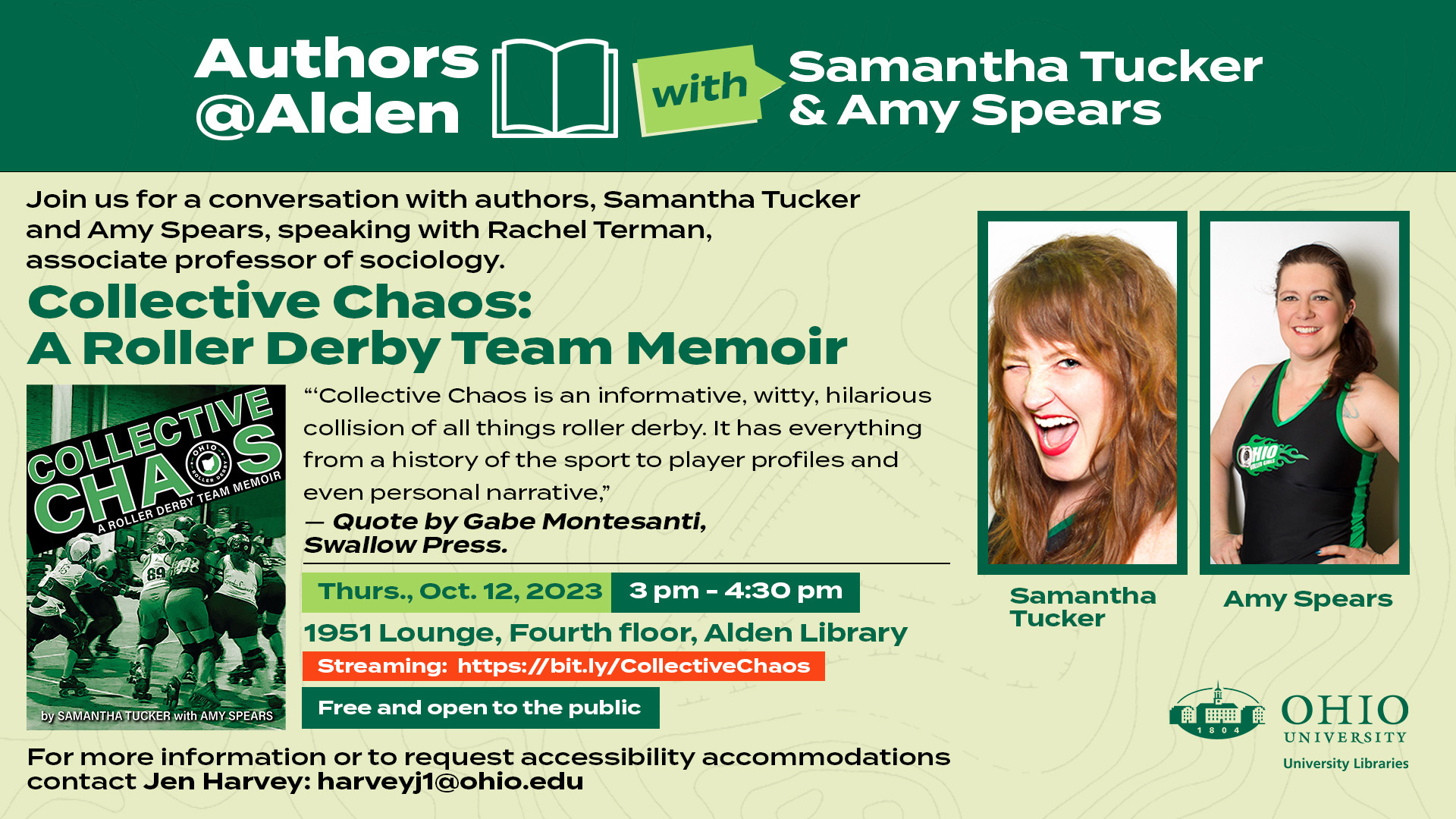 Skate on by for a roller derby-filled Authors @ Alden with Samantha ...